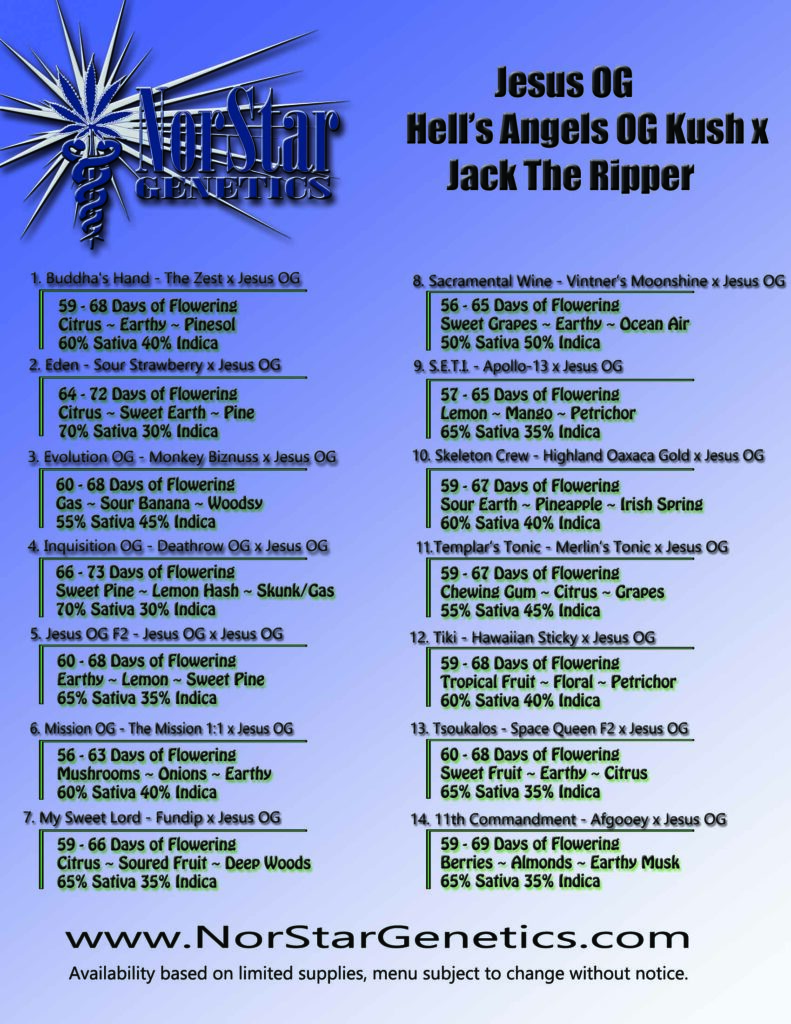 Jesus OG Menu - Genetic Supply