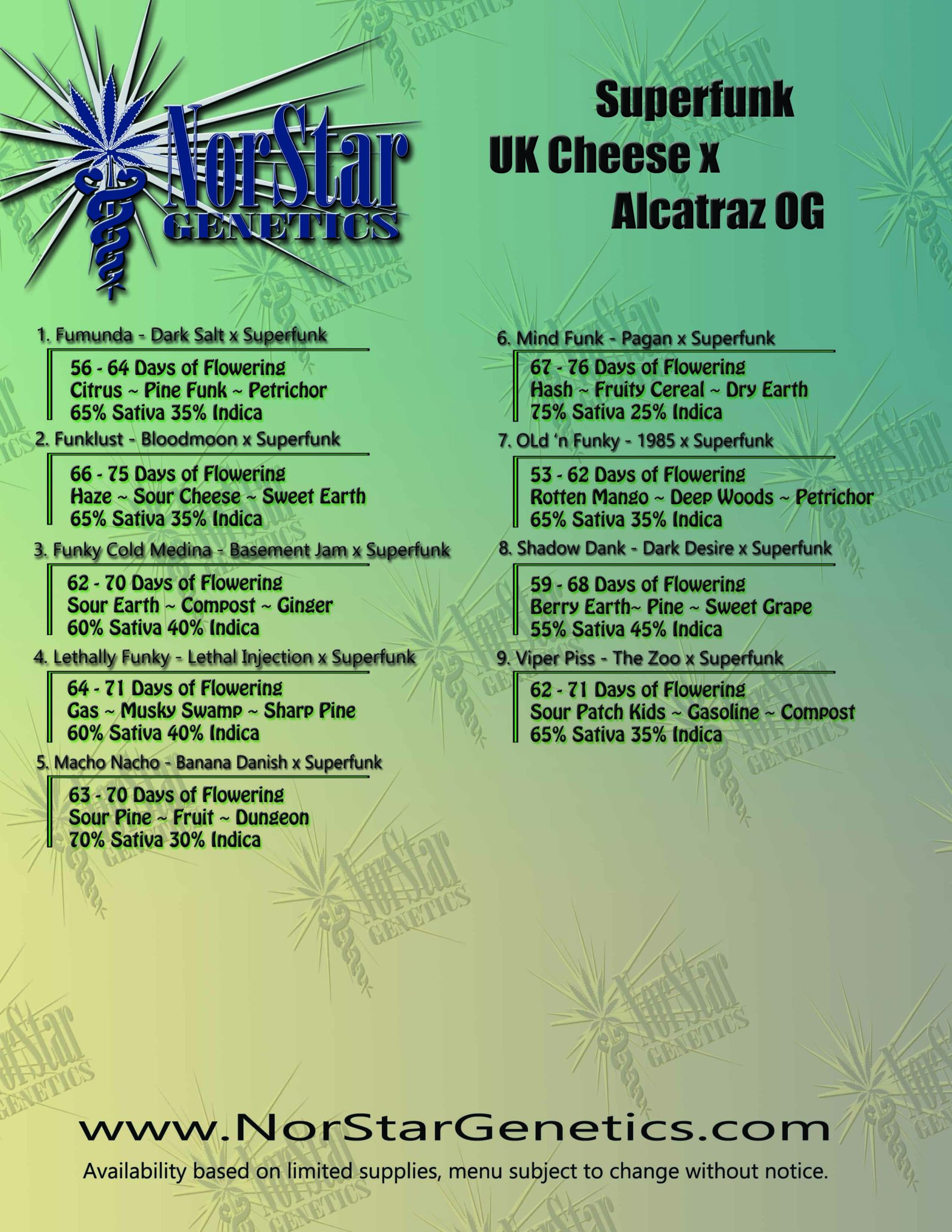 Superfunk 2025 menu - Genetic Supply